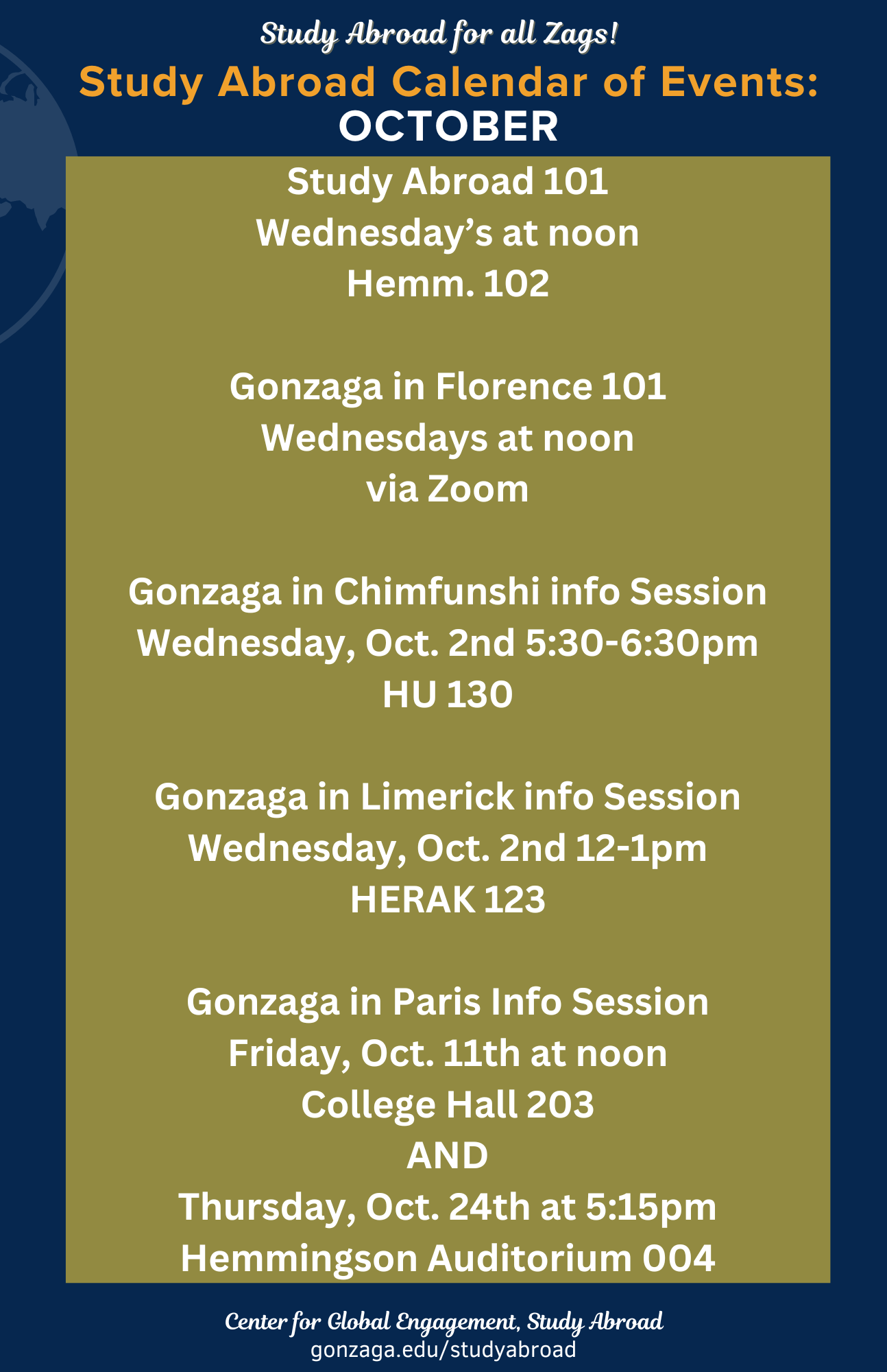 Study Abroad Events | Gonzaga University