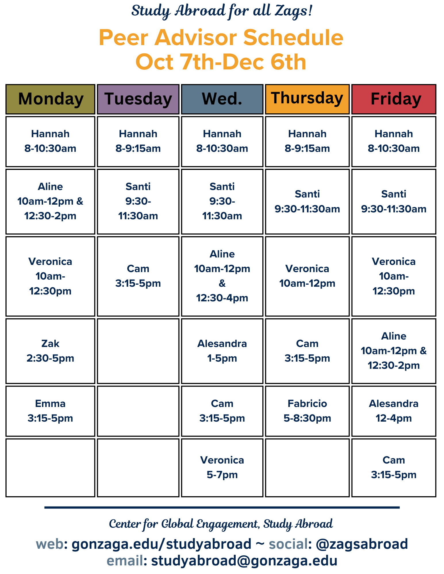 Peer Advisor Drop-in Hours | Gonzaga University